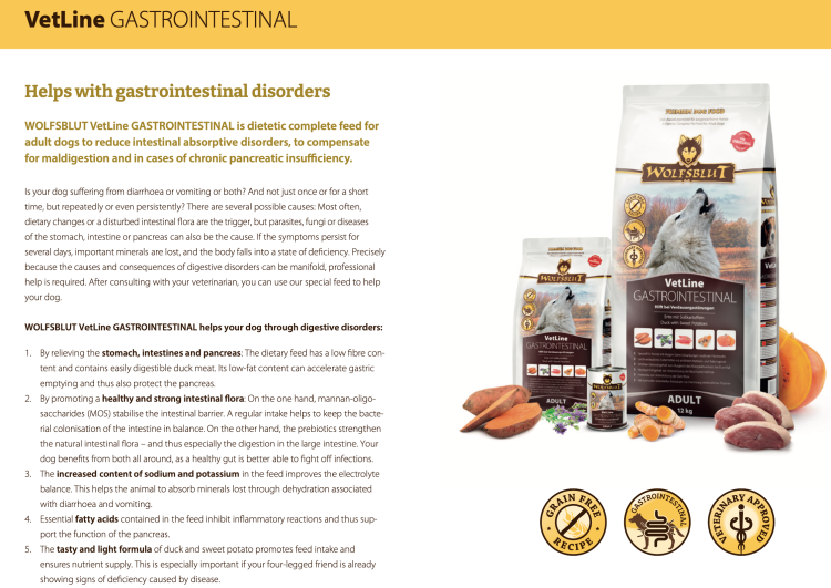 VetLine GASTROINTESTINAL 2KG | Bay Fashion GmbH | Pet Fair Asia Showroom